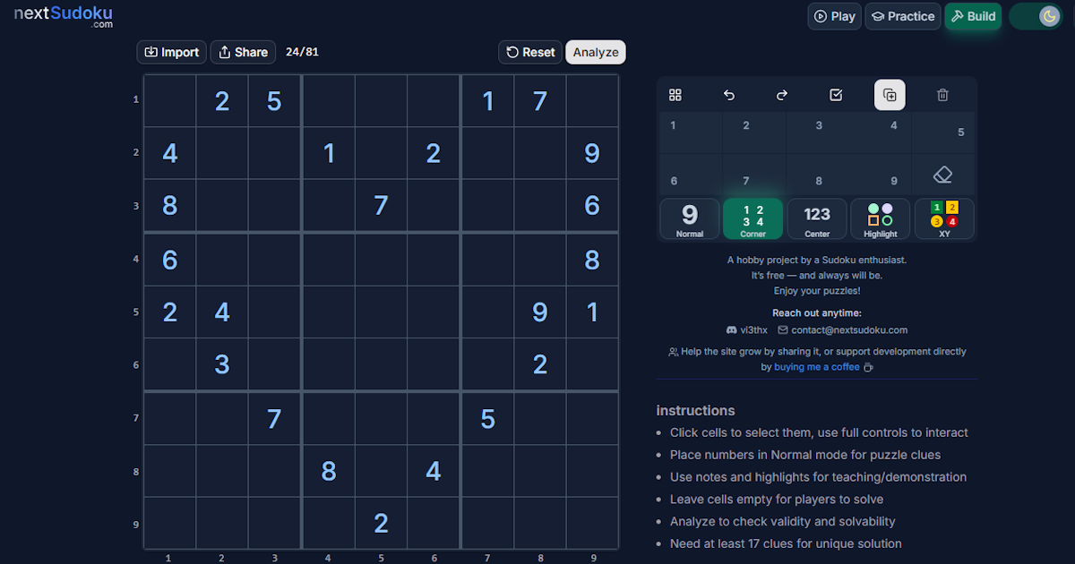 Create Custom Sudoku — Builder & Validator | NextSudoku
